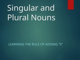 Mastering Singular and Plural Nouns: Adding 'S' Rules for Beginners | PPTX