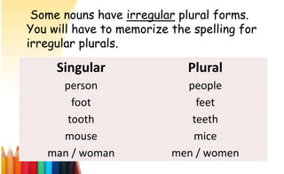 Singular plural nouns | PPT