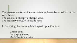 Singular & Plural Possessive Nouns . pdf | PPT