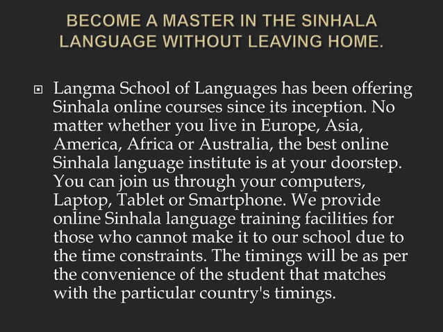 #1 Sinhala language institute| Learn Sinhala Language | Online Sinhala ...