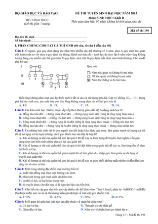 đề thi đại học khối b môn sinh năm 2013 | PDF