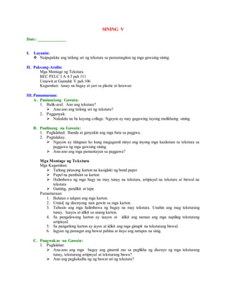 Sining v 1 st grading | DOCX
