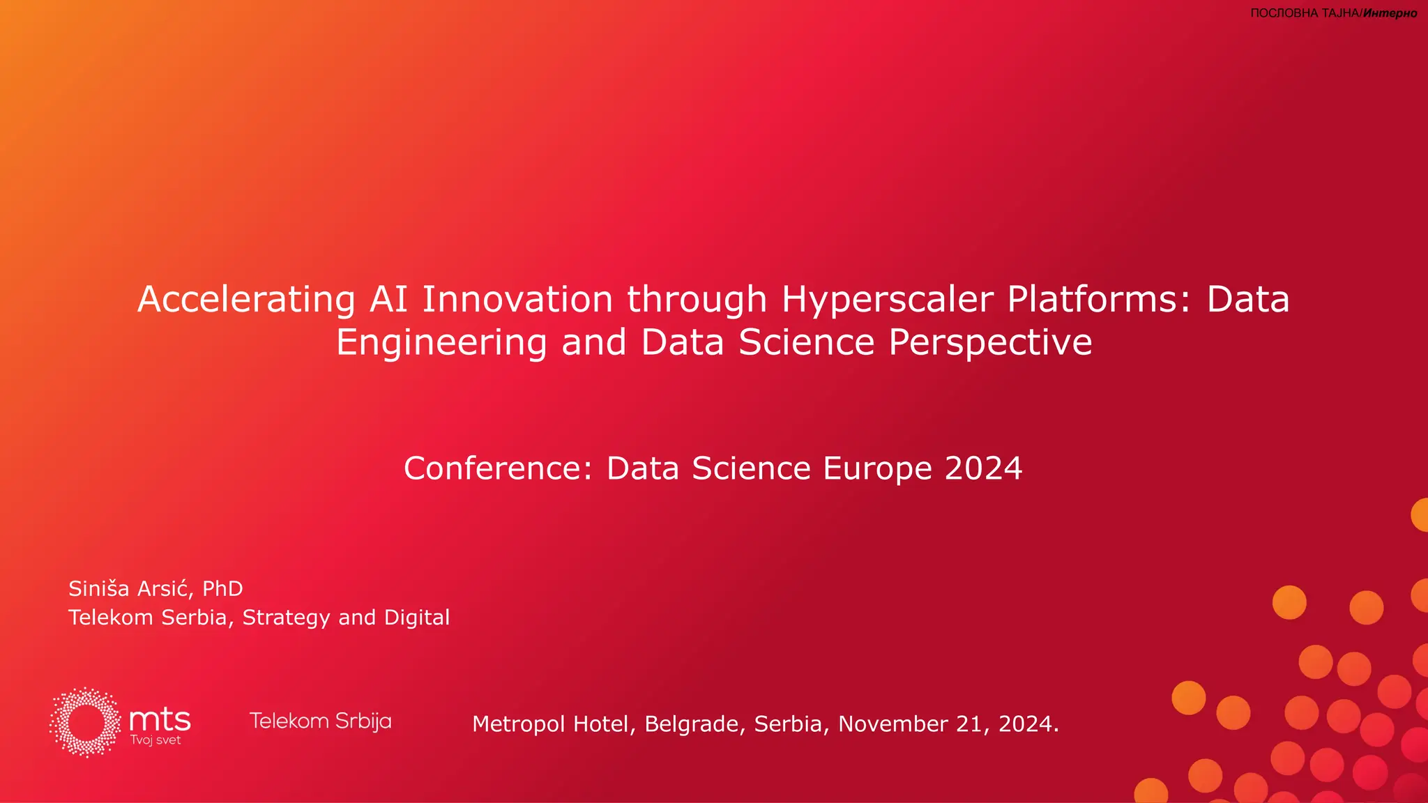 [DSC Europe 24] Sinisa Arsic - Accelerating AI Innovation through ...