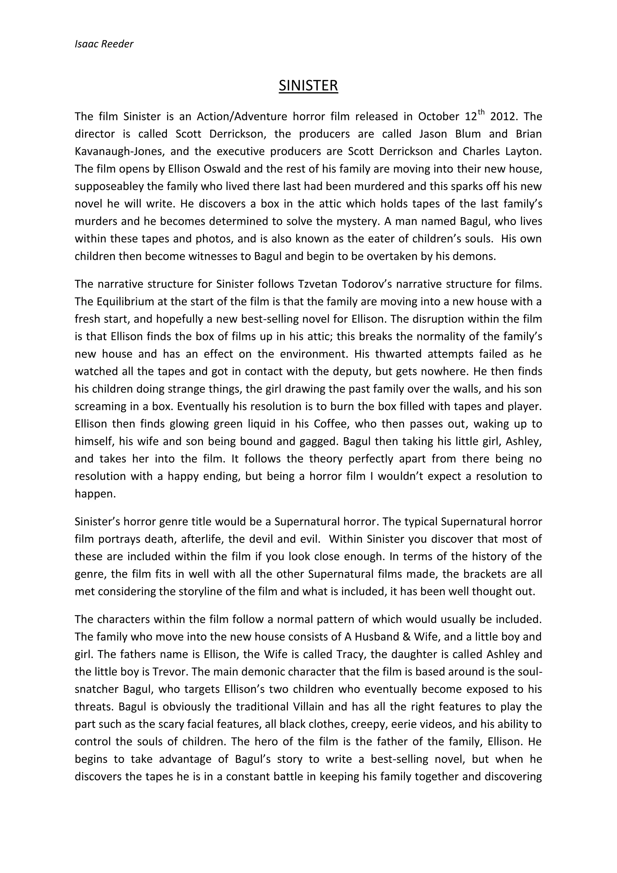 Sinister sa | DOCX