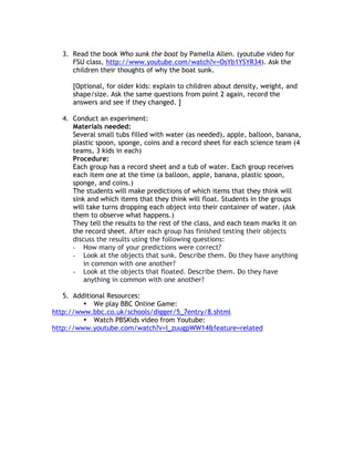 Sink or float Unit Instructions | PDF