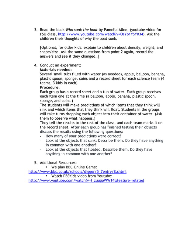 Sink or float Unit Instructions | PDF | Science