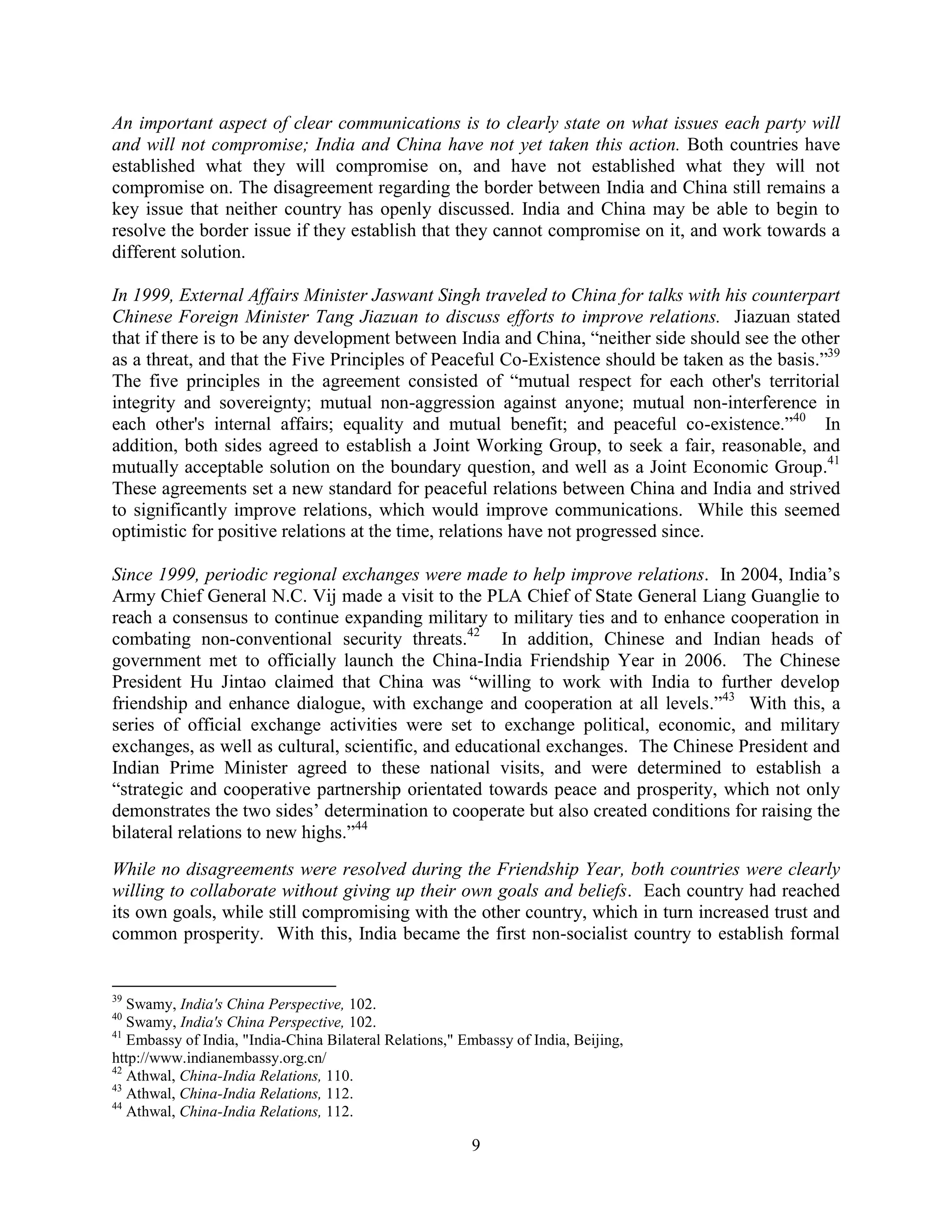 Bilateral Communication Practices Between China and India | DOCX