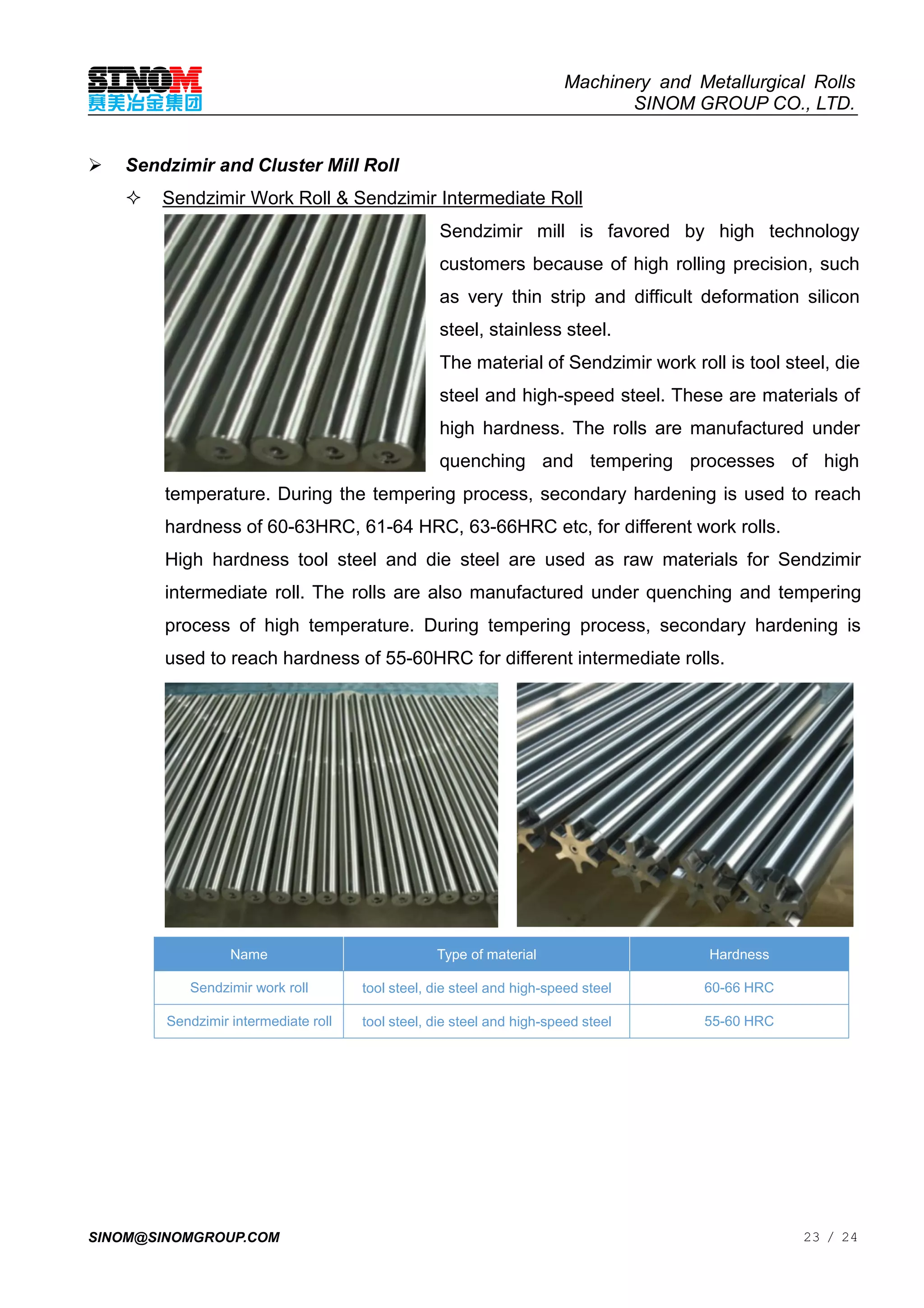 rolls for rolling mill | PDF
