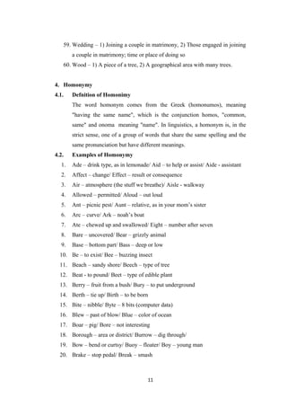 SYNONYMS, ANTONYMS, POLYSEMY, HOMONYM, AND HOMOGRAPH | DOC