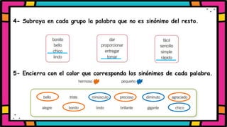 SINONIMOS Y ANTONIMOS para tercer año básico | PPTX