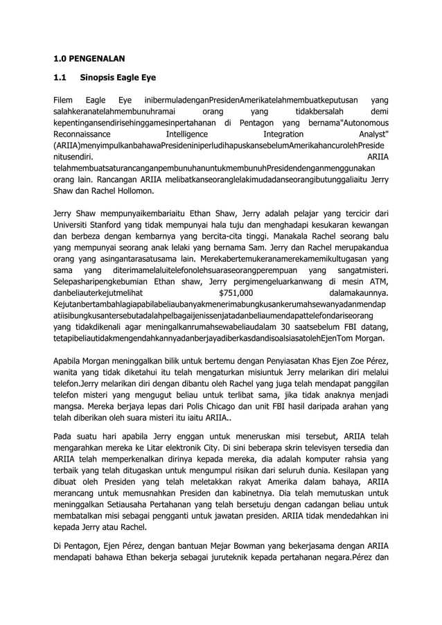 Sinopsis Movie "Eagle Eye" | DOCX