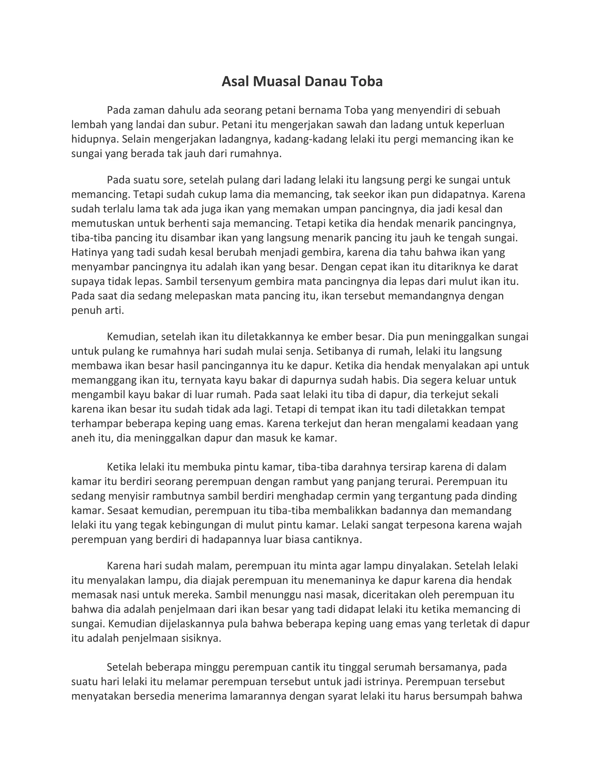 Sinopsis Danau Toba | DOCX