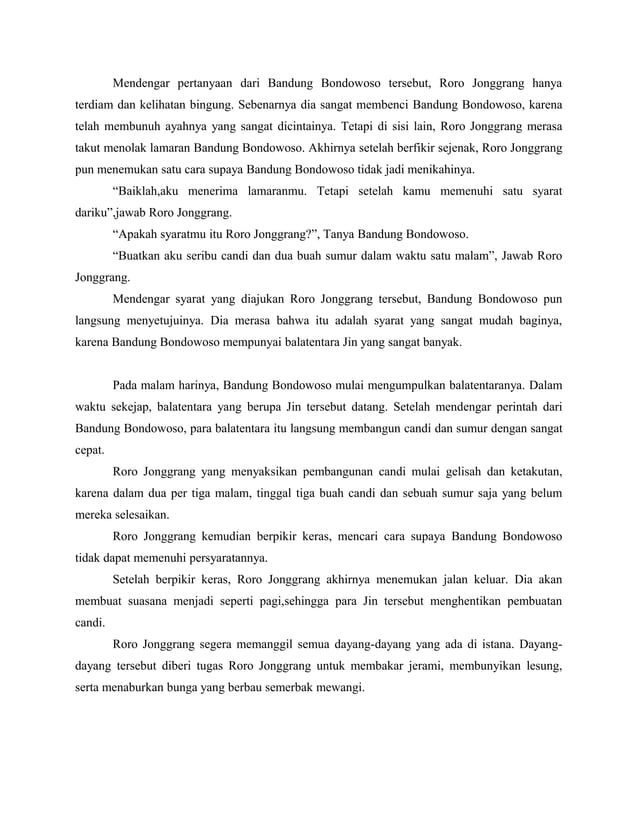 Sinopsis teater rakyat roro jongrang | DOC