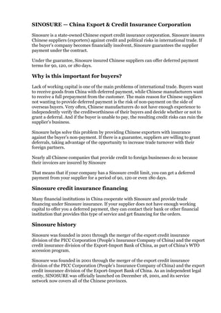 SINOSURE Credit Insurance | Axton Global | PDF