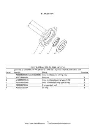 Sinotruk howo hw19710 transmission spare parts catalog pdf download | PDF