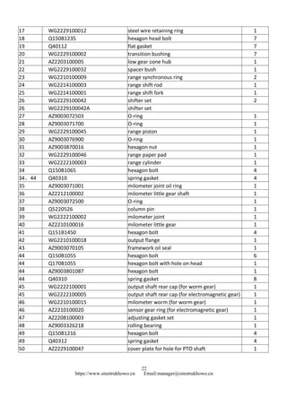 Sinotruk howo hw19710 transmission spare parts catalog pdf download | PDF