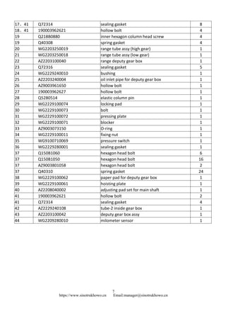 Sinotruk howo hw19710 transmission spare parts catalog pdf download | PDF