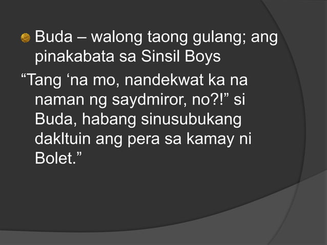 Sinsil boys ni German V. Gervacio | PPTX