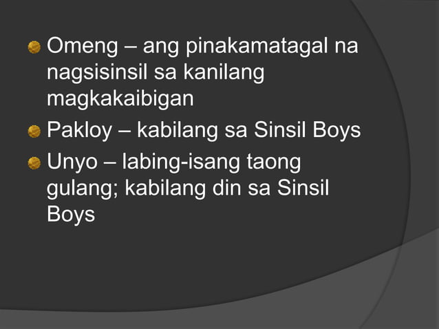 Sinsil boys ni German V. Gervacio | PPTX