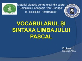 Sintaxa si limbajul pascal | PPT