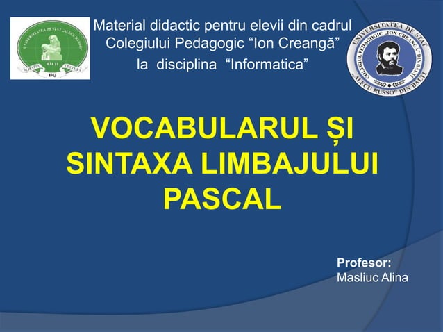 Sintaxa si limbajul pascal | PPT