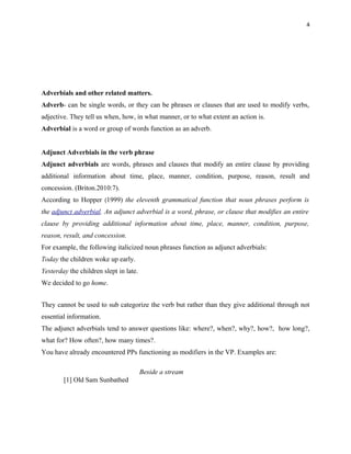 Adverbials and other related matters work 2015 | DOC
