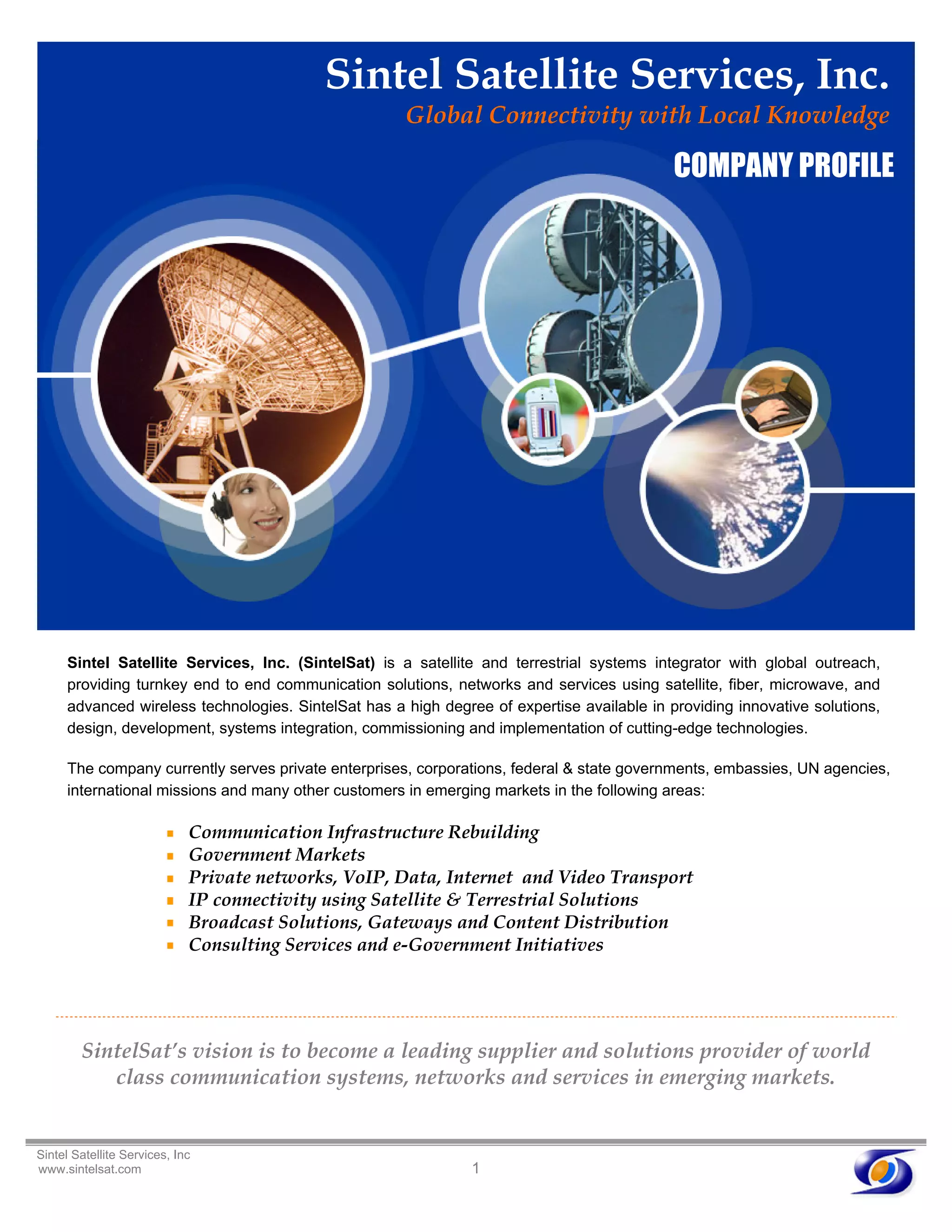 Sintel Satellite Services Brochure | PDF | Computer Networking | Computing