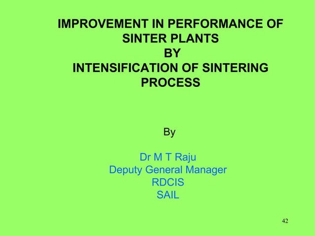 Sintering plant at a glance | PPT | Home Appliances | Home & Garden