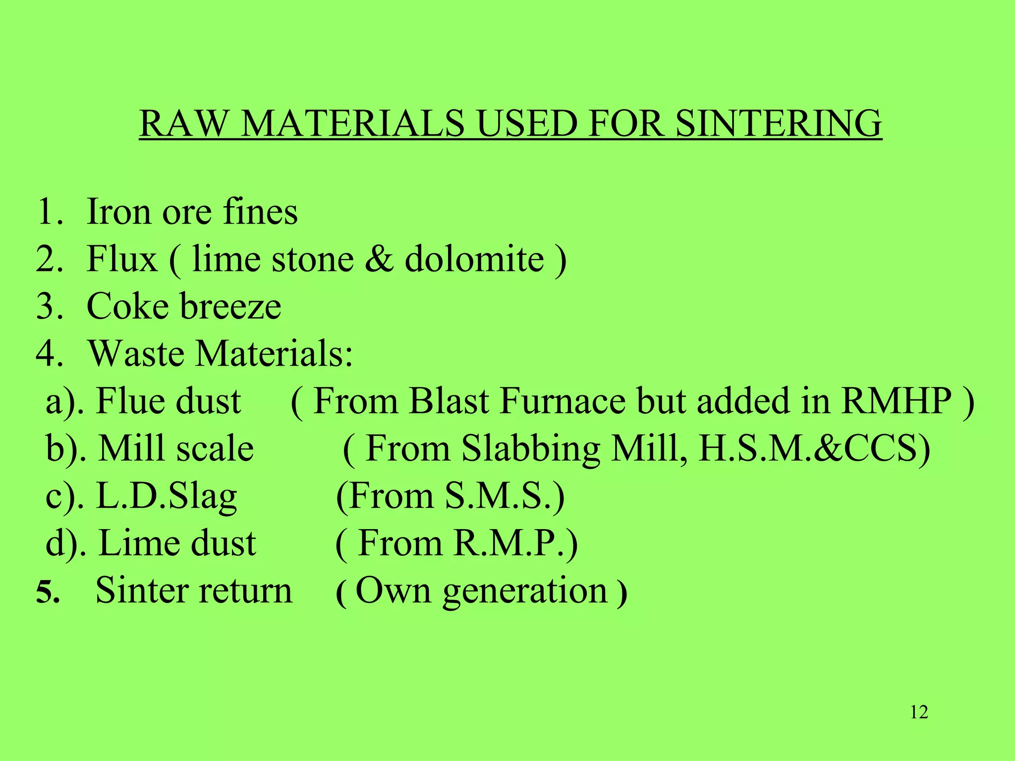 Sintering plant at a glance | PPT