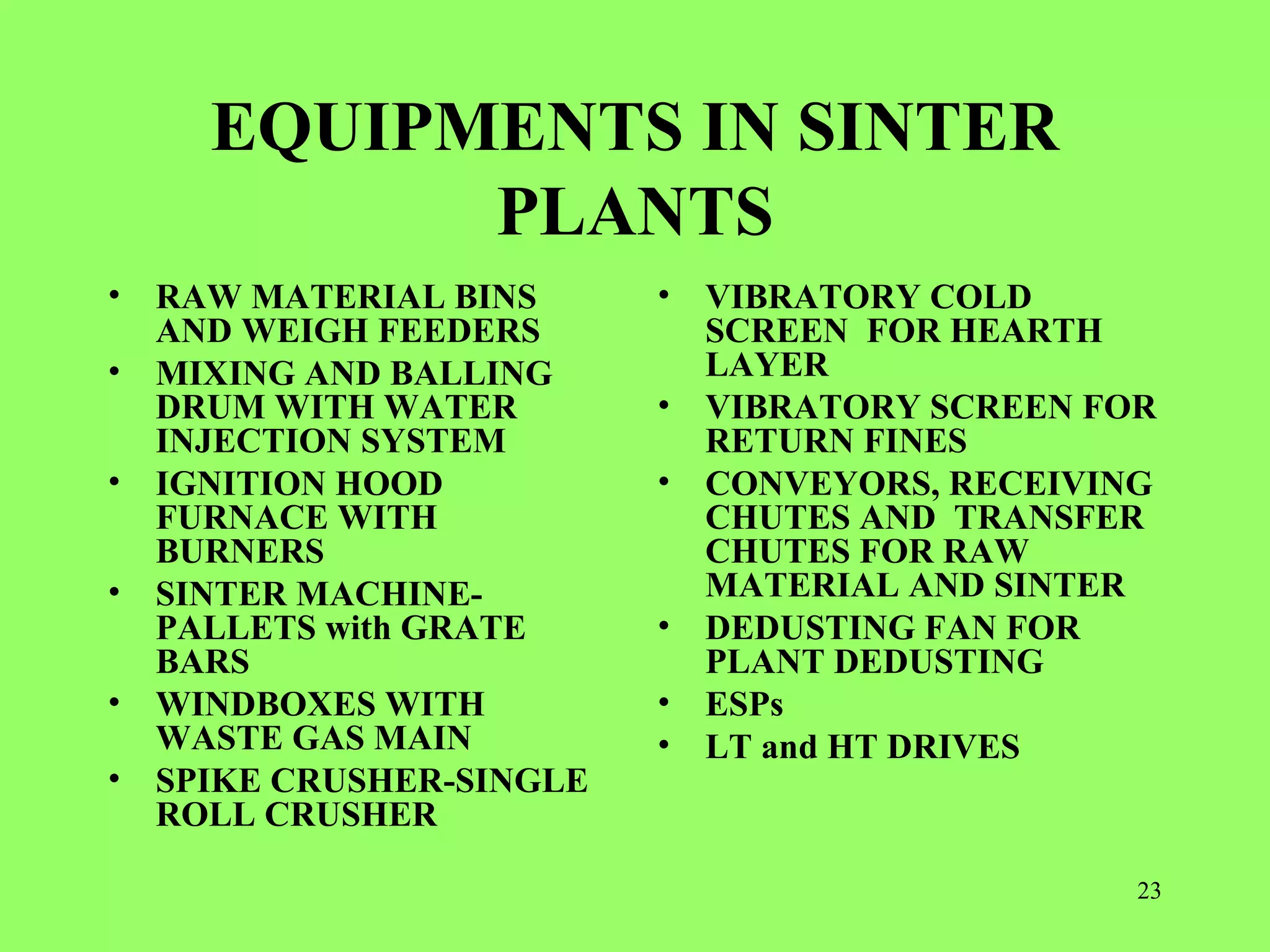 Sintering plant at a glance | PPT
