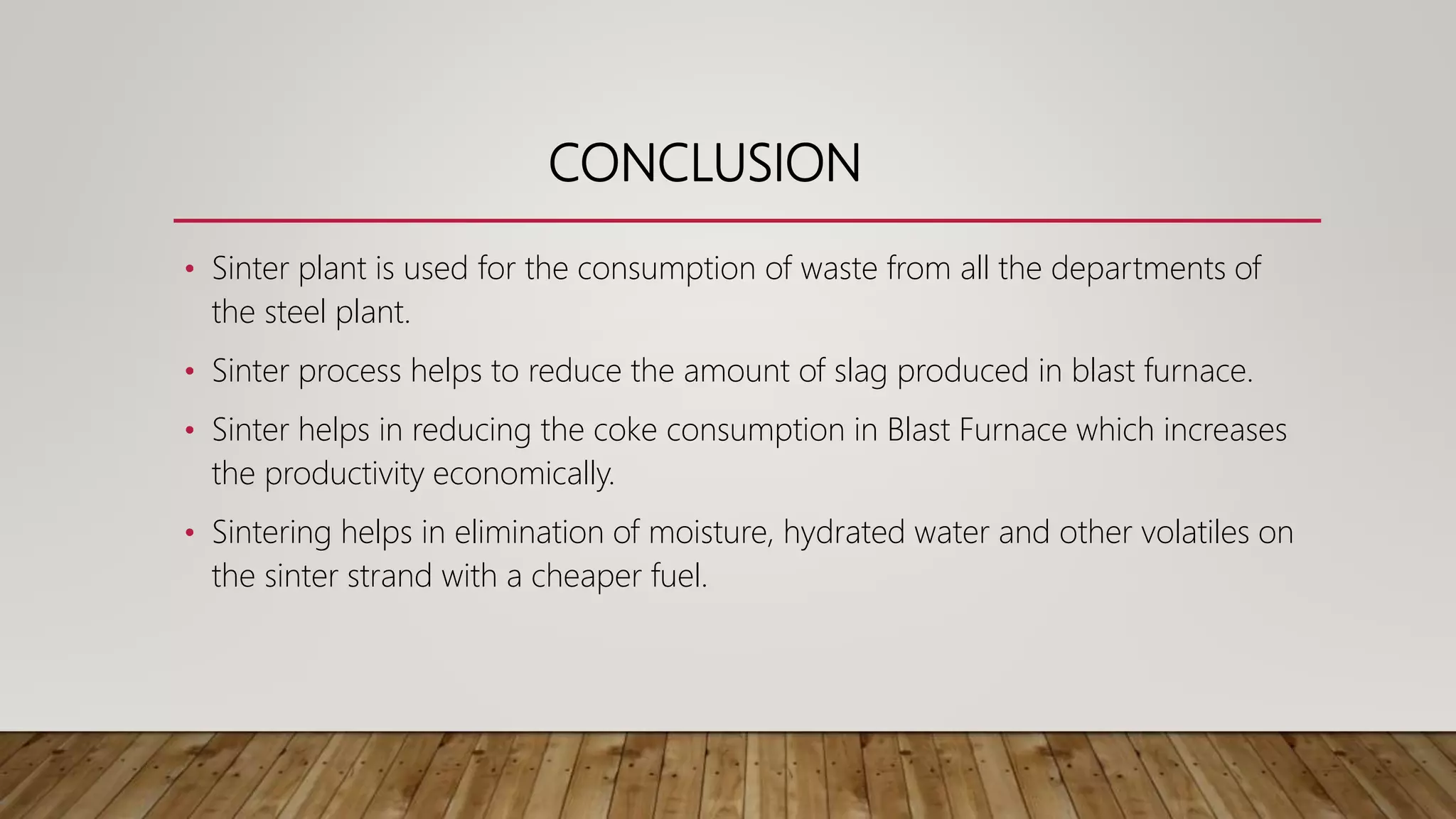 Sinter Plant (Vizag Steel Plant) | PPTX