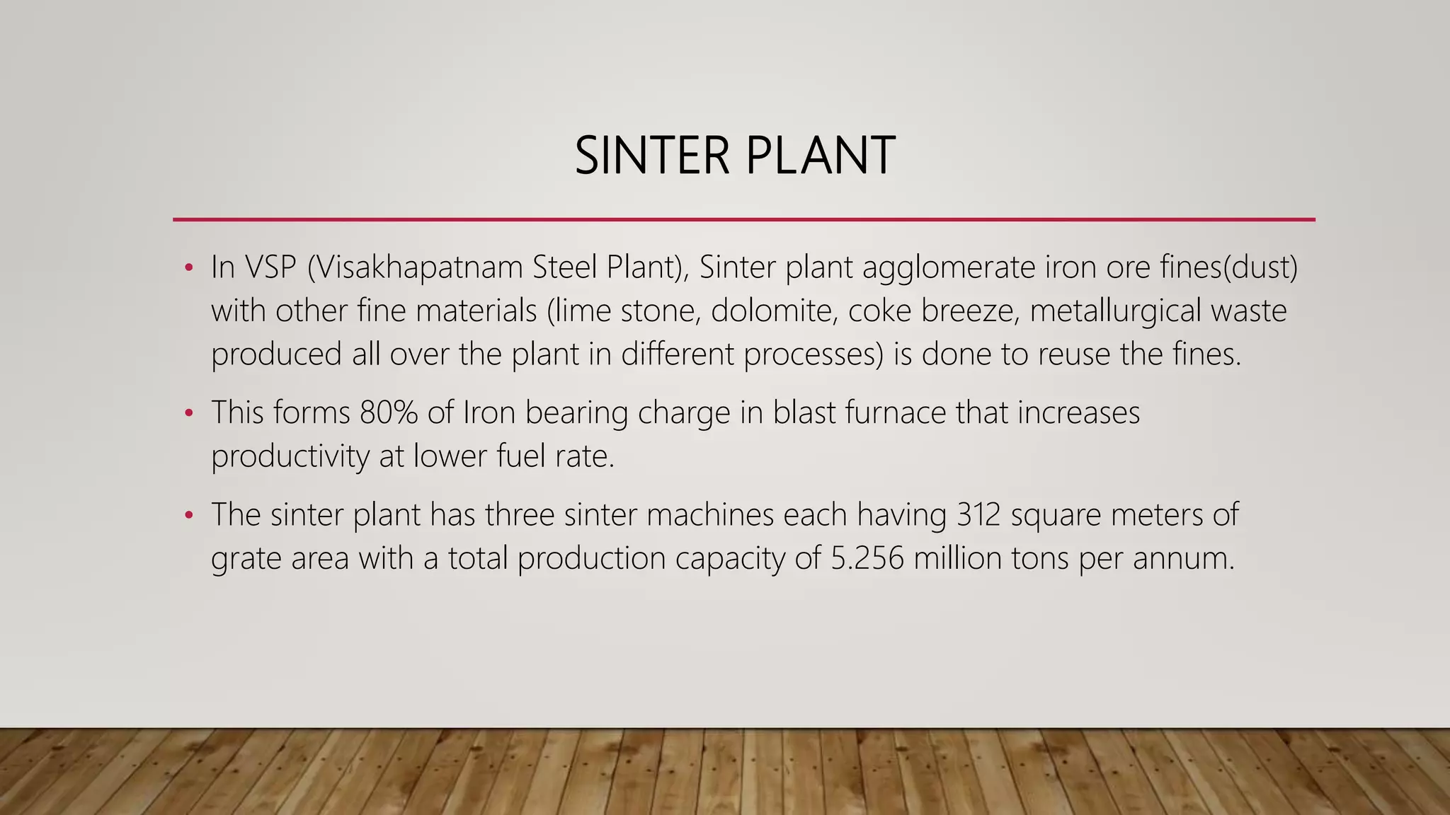 Sinter Plant (Vizag Steel Plant) | PPTX