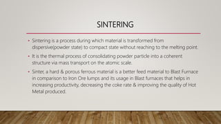 Sinter Plant (Vizag Steel Plant) | PPTX