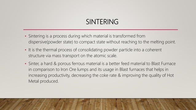 Sinter Plant (Vizag Steel Plant) | PPTX