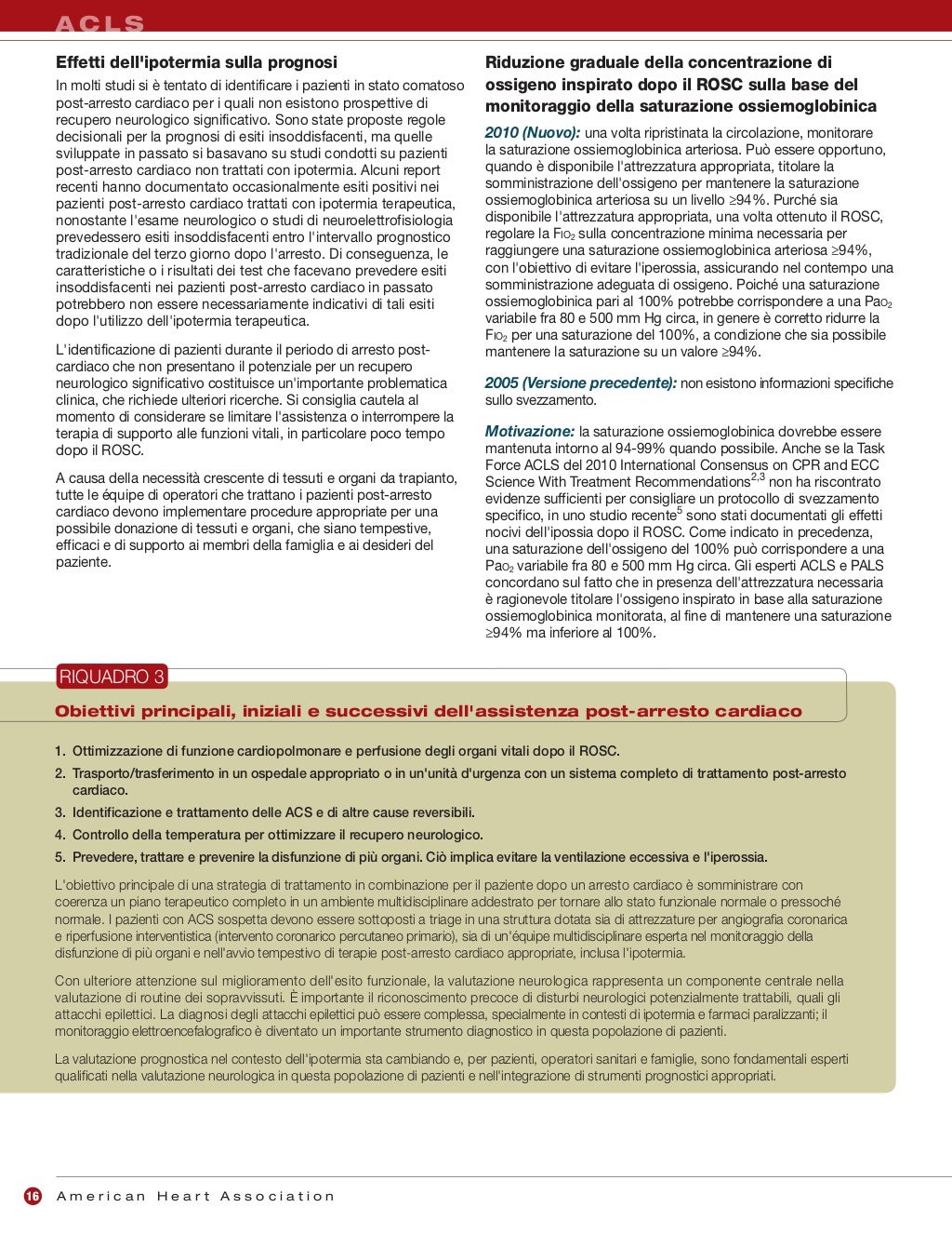 Sintesi delle linee guida del 2010 dell'american heart association pe…