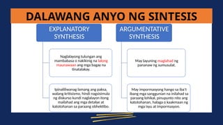 Sintesis sa Filipino sa Piling Larang.pptx