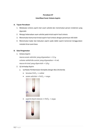 Sintesis aspirin2 | PDF