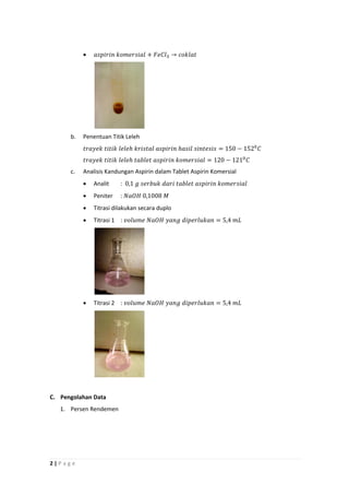 Sintesis aspirin2 | PDF