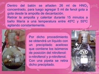 Sintesis y separación de isómeros del nitrofenol | PPTX