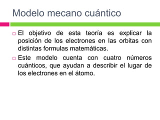 Átomo, Modelos atómicos, Modelo mecano cuántico y reglas | PPSX