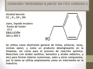 Sintesis de tereftalato dibencilo del tereftalato de polietileno de ...