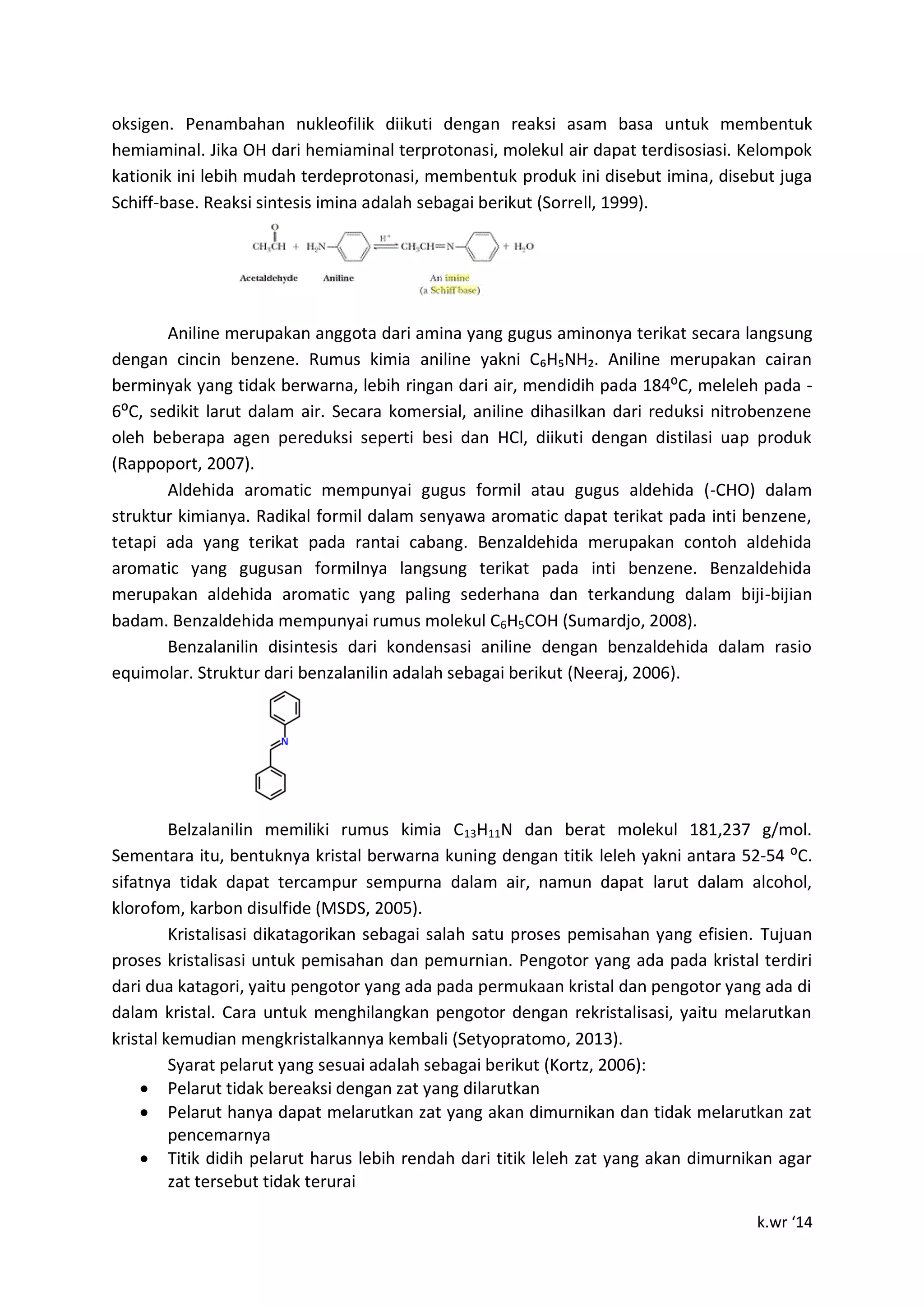 laporan kimia organik - Sintesis imina | PDF