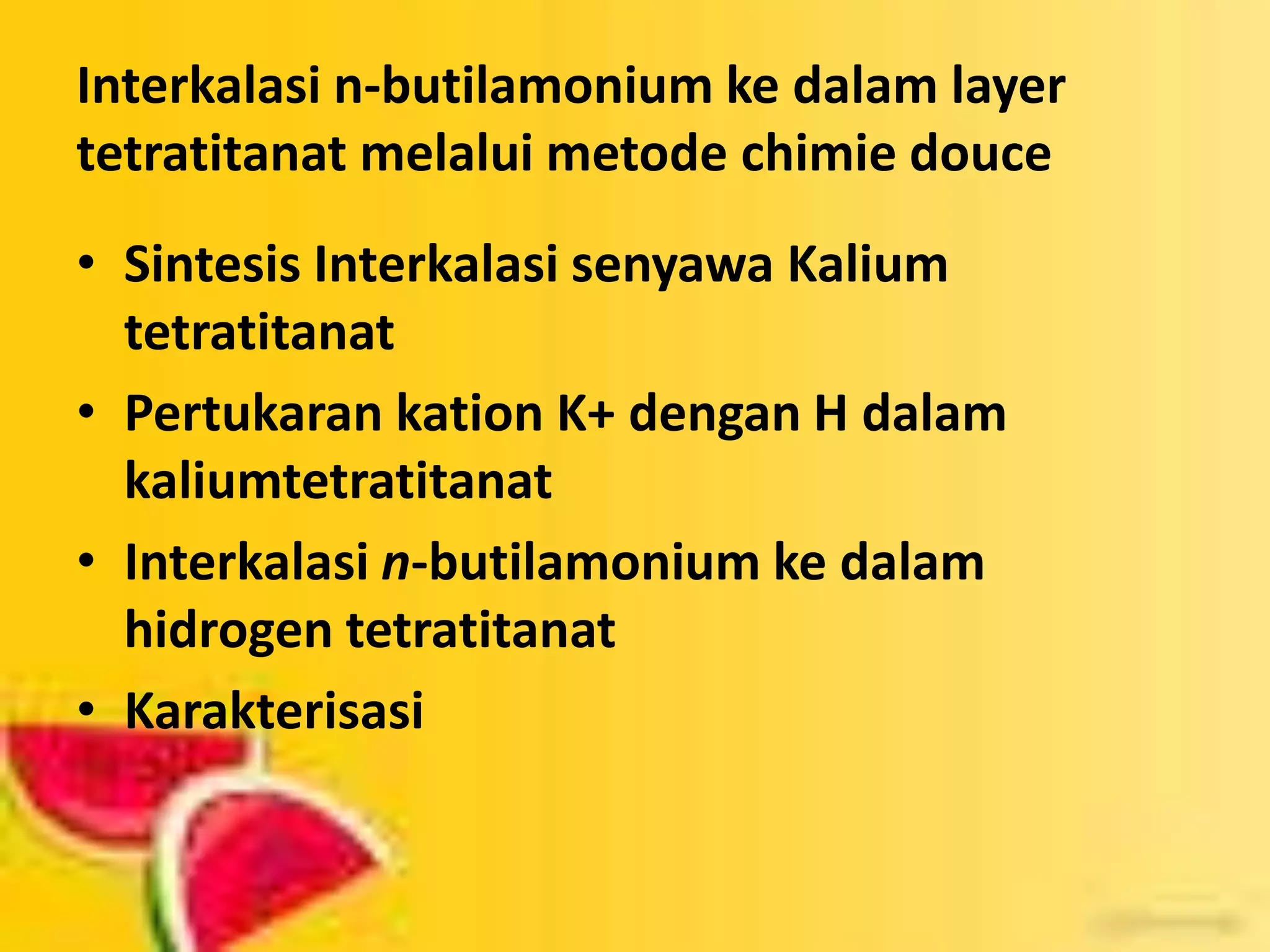 Sintesis senyawa anorganik Chimie Douce | PPTX