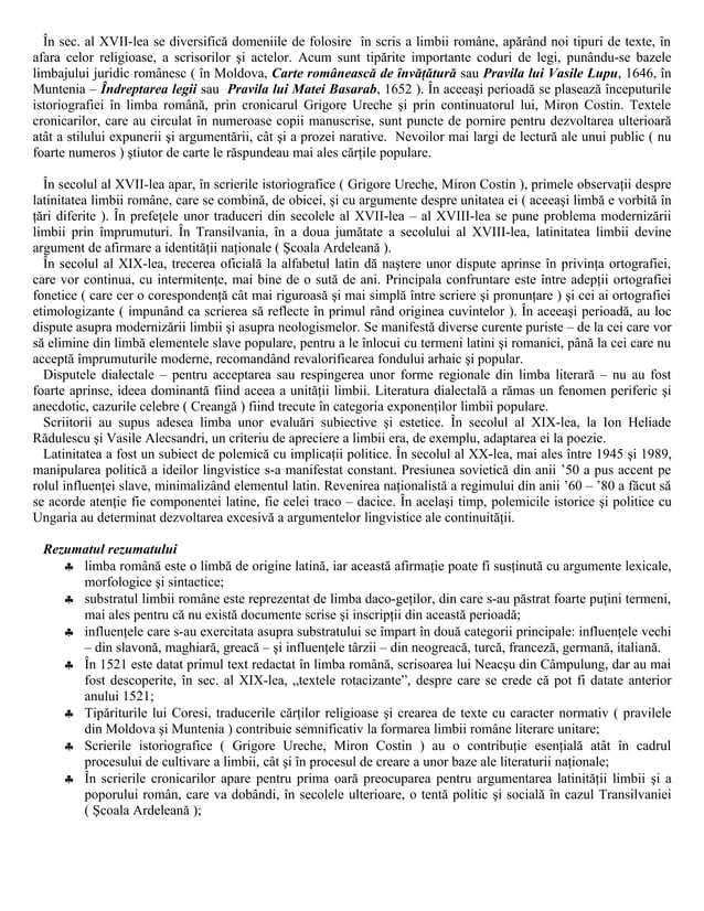 Sinteza Latinitate Si Dacism | DOC