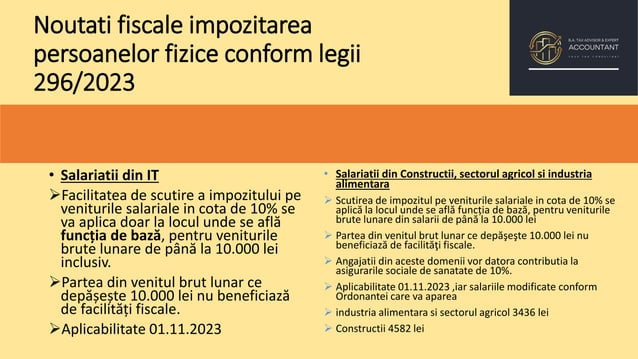Sinteza modificari fiscale aduse Legea 296 2023.pdf | Free Download
