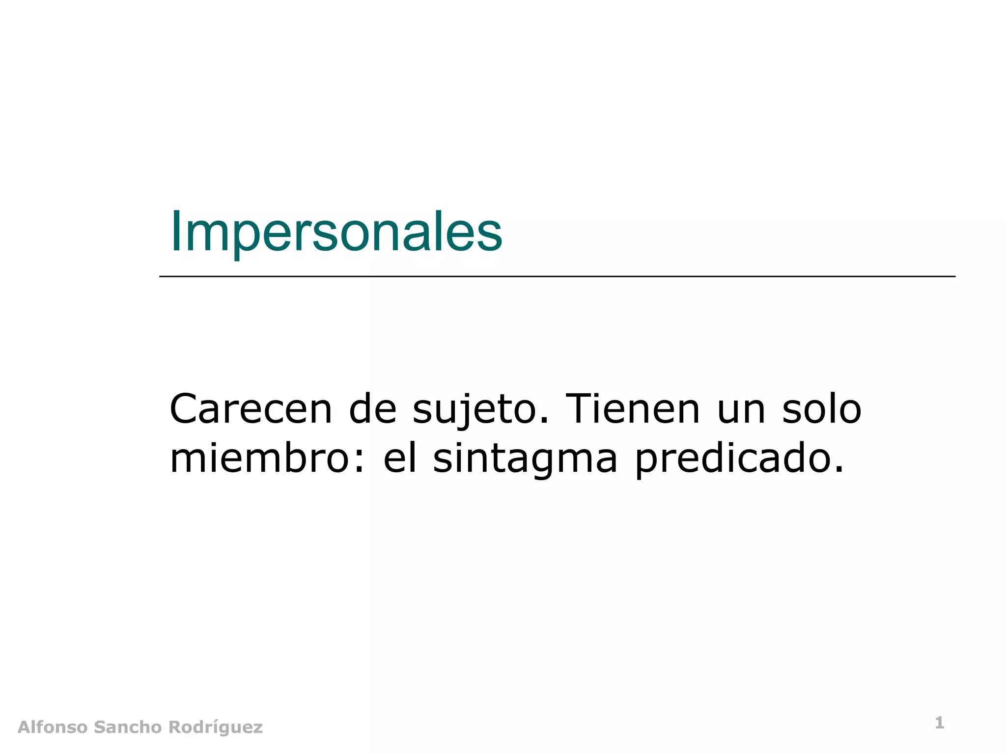 Oraciones impersonales | PPS