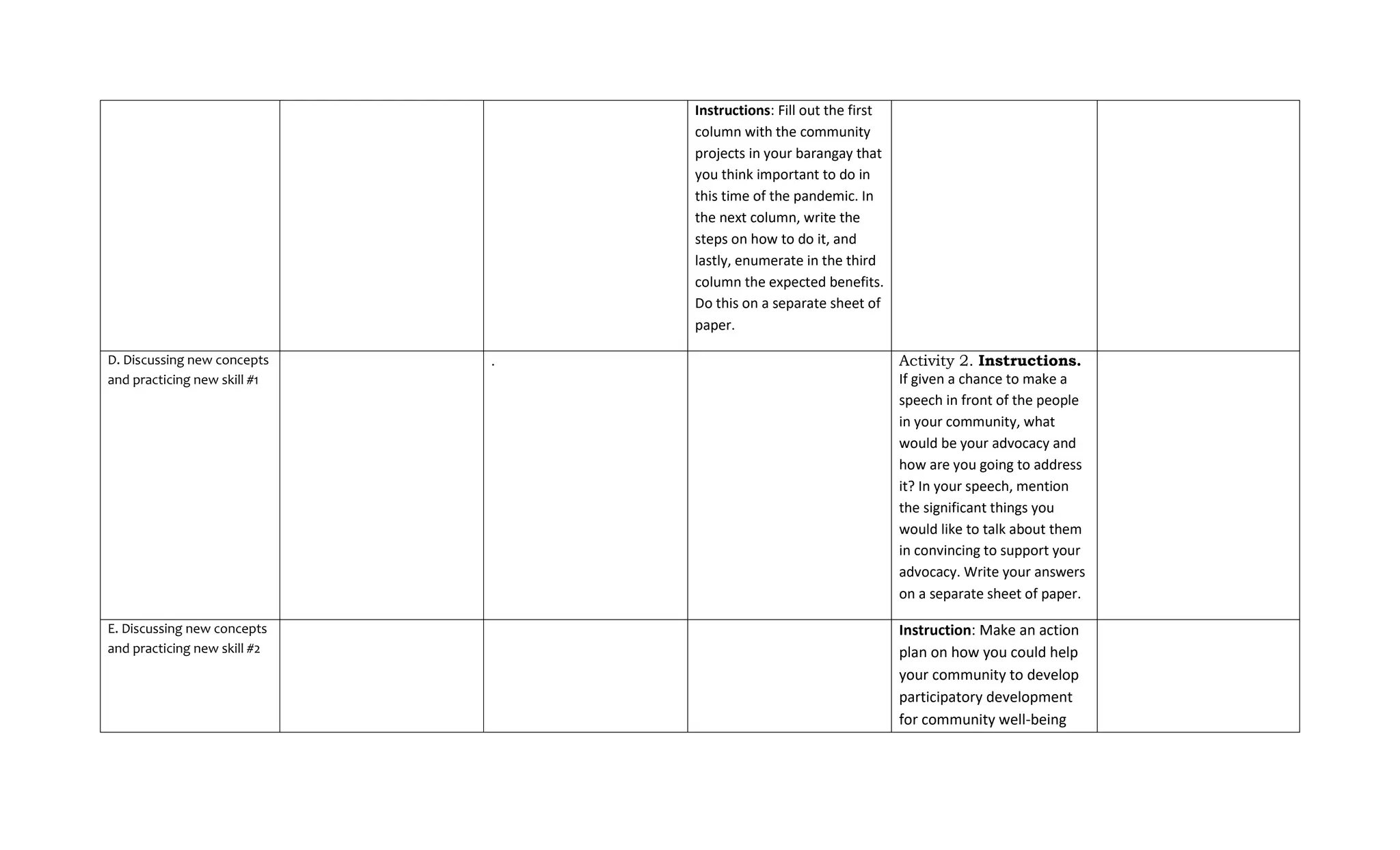Community, Engagement, Solidarity and Citizenship DLL Week1-Week9. Q1 ...