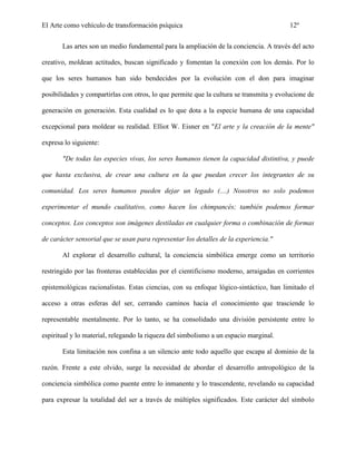 "El Arte como vehículo de transformación psíquica: Una exploración de ...