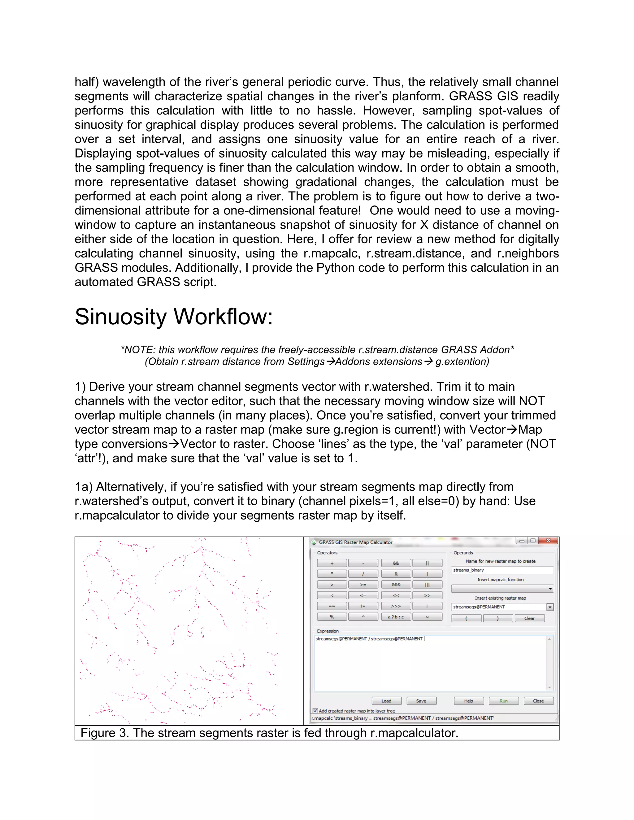 Calculation of sinuosity in GRASS GIS | PDF