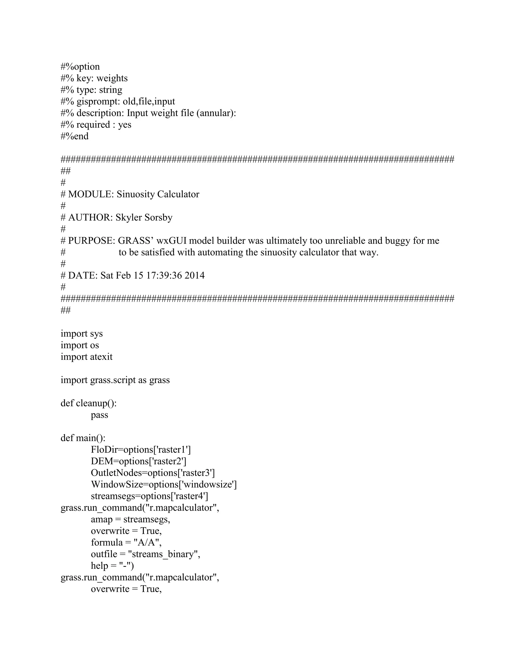 Calculation of sinuosity in GRASS GIS | PDF